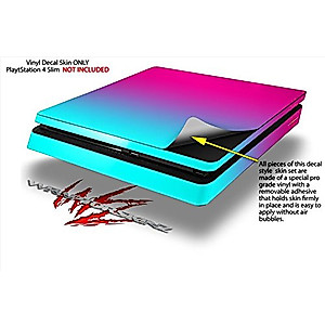 Vinyl Decal Skin Wrap compatible with Sony PlayStation 4 Slim Console Smooth Fades Neon Teal Hot Pink (PS4 NOT INCLUDED)