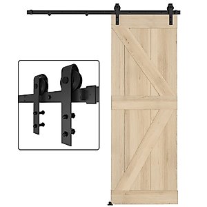 Dondelight Barn Door Hardware Kit 5FT, Heavy Duty Modular Sliding Door Track Hardware Set for Interior & Exterior Doors