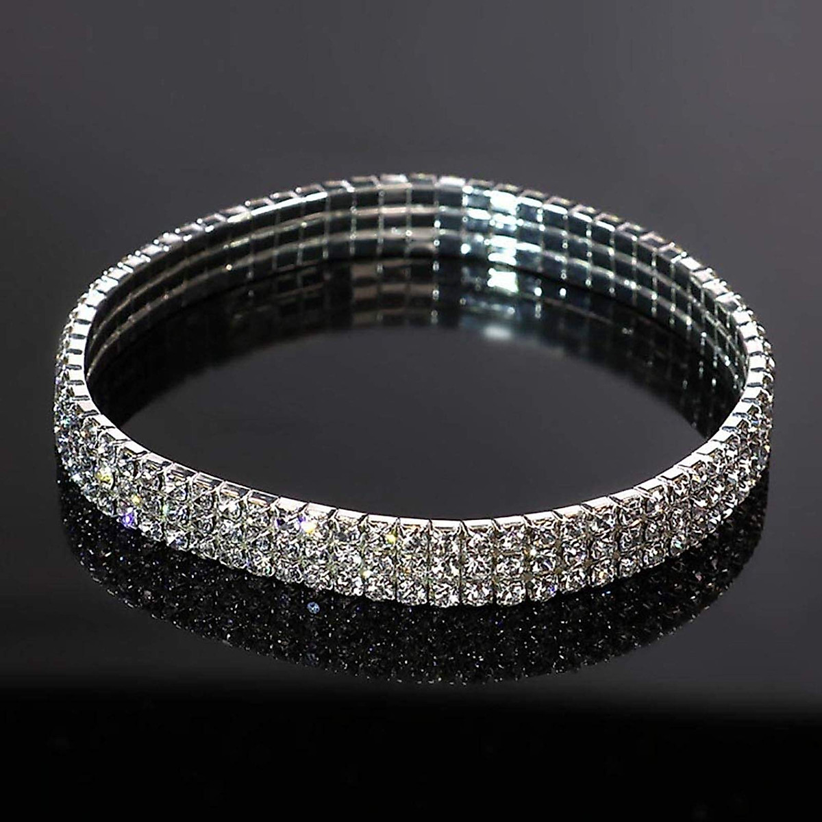 Kucheed 2PCS Twinkle Diamond Anklet Elastic Bling Shining Foot Jewelry Bracelet Bridal Summer Jewelry