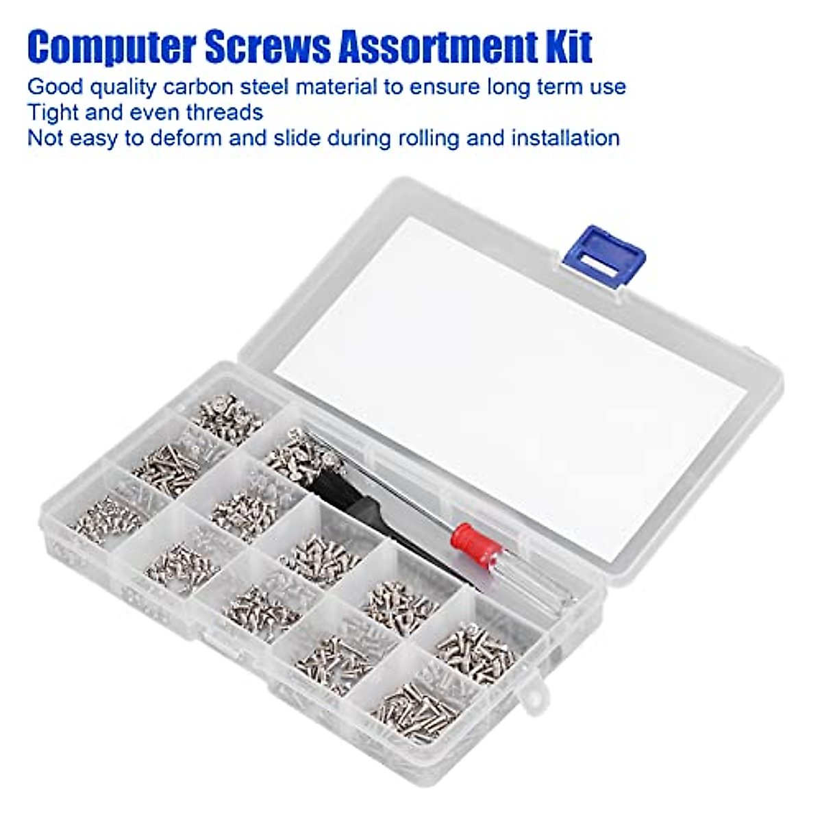 ComputerScrews Kit, Tight Even Threads ComputerScrew 600Pcs Flathead Standard Metric Replacement with ScrewdriverBrush for Laptop
