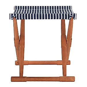 Safavieh PAT7053C-SET2 Outdoor Breanne Natural and Navy Striped (Set of 2) Stool