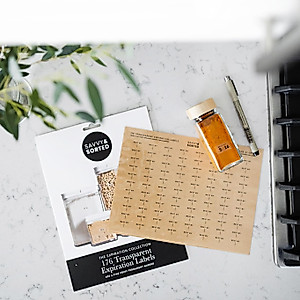 160 Clear Expiration Date Labels for Spice Jars - Waterproof Use by Food Date Labels for Containers - Best by Pantry Labels - Freezer Refrigerator Label - Kitchen Write On Labels Pantry Organization