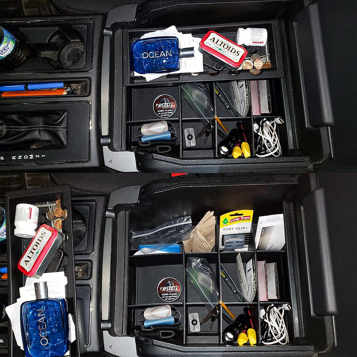 EDBETOS Center Console Organizer Insert Dividers Compatible with Ford F150 Accessories 2015 2016-2019 2020 F-150 Armrest Interlock Secondary Storage ABS Material, Full Console w/Bucket Seats ONLY