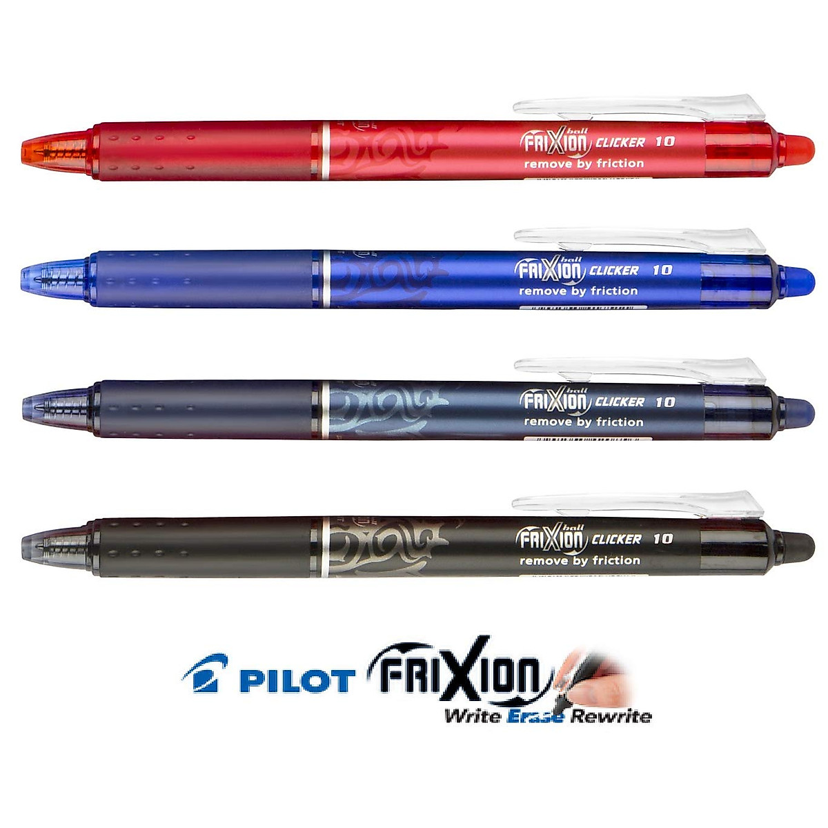 PILOT FriXion Clicker pen 1.0mm, Erasable Gel Pens, Bold Point, 6 pack (Blue)