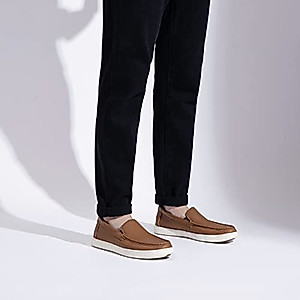 Jousen Men's Loafers & Slip-ons Leather Mens Casual Shoes(AMY3048A tan 10)