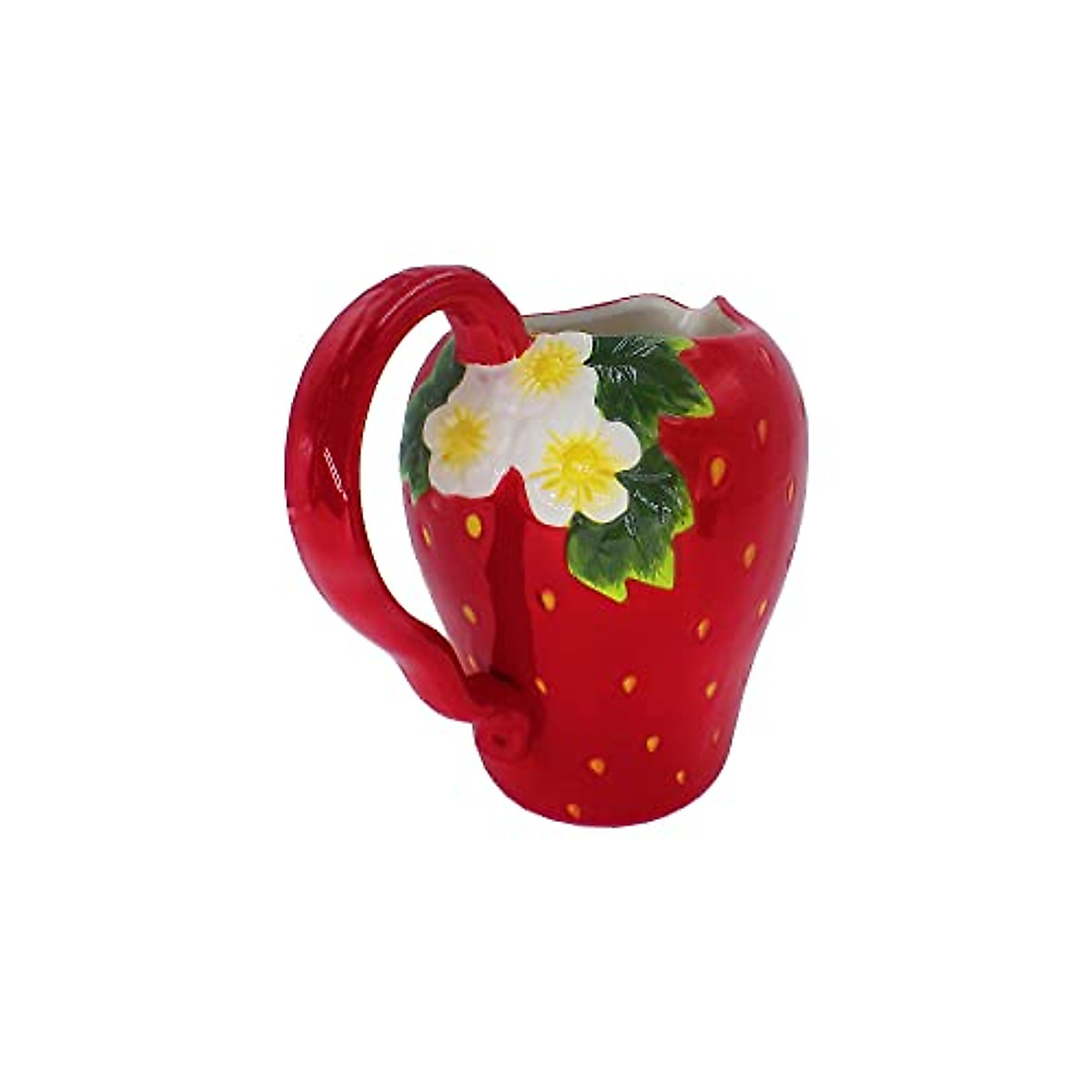 First of a Kind Glossy Rosy Red strawberry pitcher, red ceramic strawberry jug, strawberry kitchen pitcher for water, lemonade