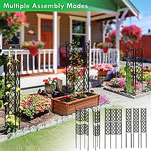 Garden Trellis for Climbing Plants Outdoor, 4FT Tall Plant Support Trellis Cage for Indoor Potted Plants, Plant Trellises Frame for Vines, Flowers, Vegetable, Rustproof Lattice Grid Panels for Rose