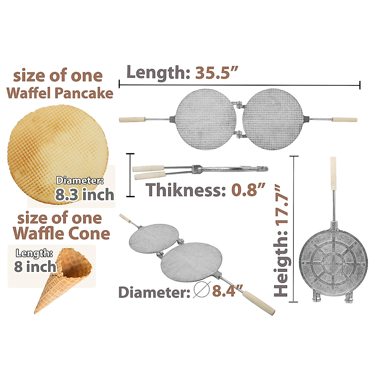 Waffle Maker - Waffle Cone Maker - Krumkake Iron - Wafer Maker - Waffle Makers - Waffle Cone Maker Machine - Stroopwafel Maker - Ice Cream Cone Maker - Wafer Iron - Stroopwafel Iron - Вафельница