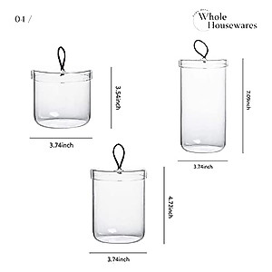 Premium Glass Apothecary Jars for Cotton with Handle | Apothecary Jars Bathroom | Set of 3 | Glass Jar with Lid for Laundry Room Storage, Bathroom Canisters, Mason Jar Bathroom Accessories Set