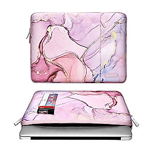 MOSISO Laptop Sleeve Compatible with MacBook Air/Pro, 13-13.3 inch Notebook, Compatible with MacBook Pro 14 inch 2023-2021 A2779 M2 A2442 M1, Polyester Vertical Bag with Pocket Marble MO-MBH216
