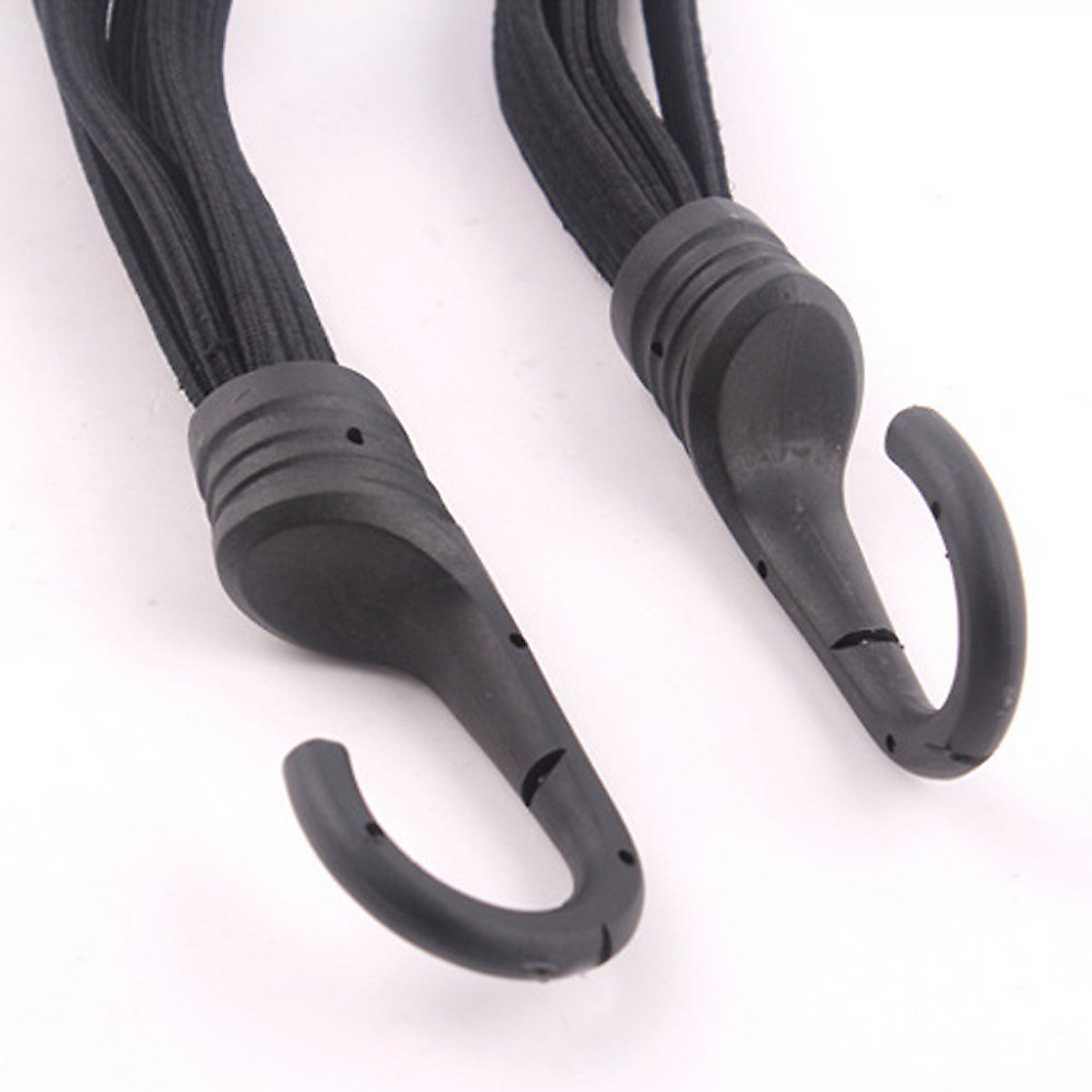 2 PCS Universal Motorcycle Helmet Luggage Rope 60cm Motorcycle Bungee Cord Bandage Retractable Elastic Strap with 2 Hooks, Black