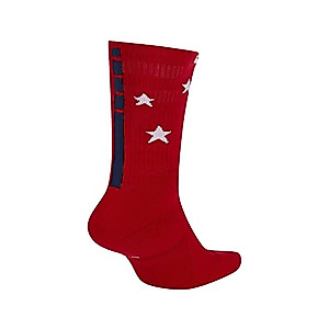 Nike Elite Basketball Crew Socks Stars and Stripes Large (Fits Men 8-12) Red, White, Blue SX7424-608