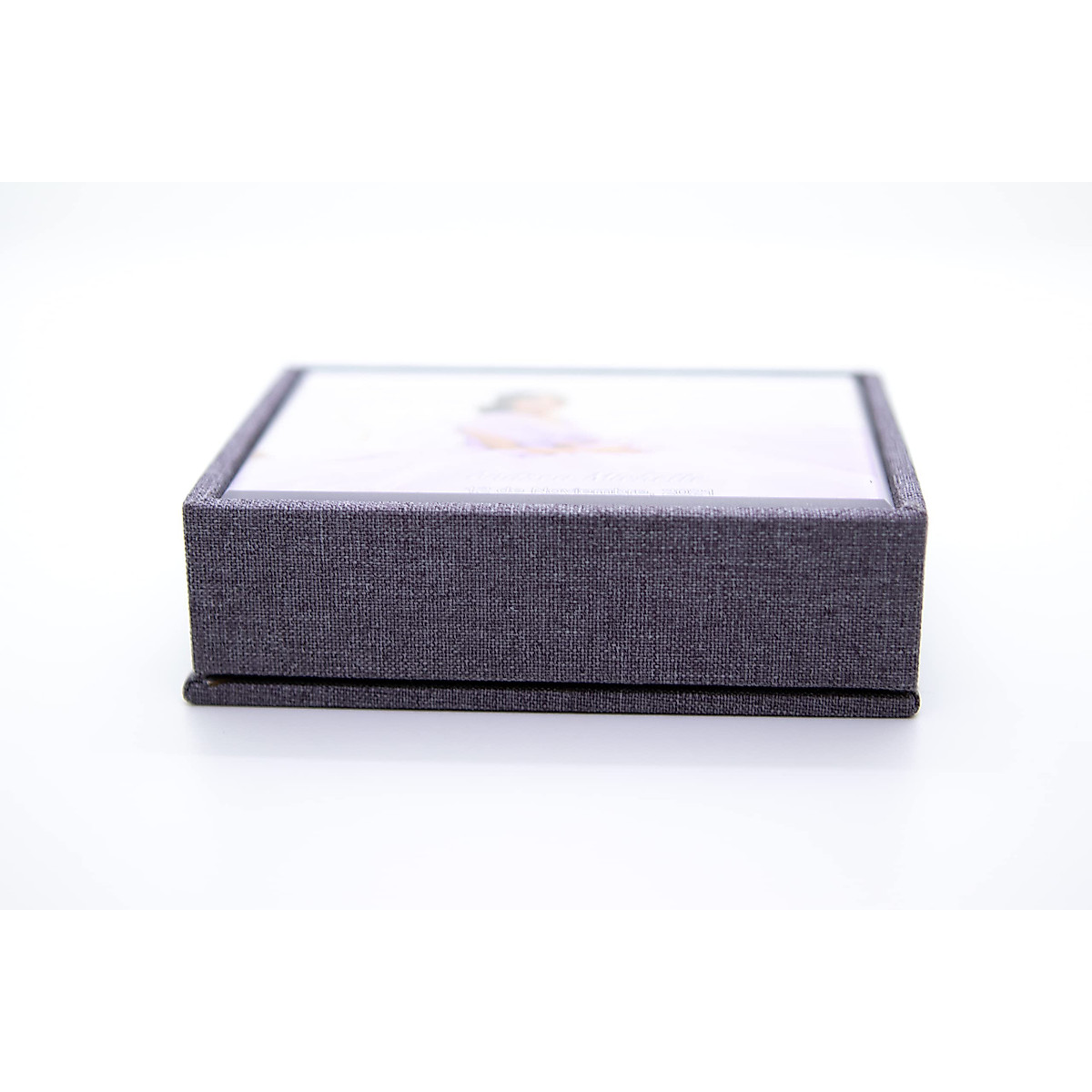 Deluxe Linen Flash Drive Box with Photo (Gray) to Put Your USB Flash Drive Holds one Photo on The Cover of The Box