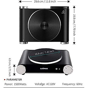 Cusimax Hot Plate Electric Burner Single Burner Cast Iron hot plates for cooking Portable Burner 1500W with Adjustable Temperature Control Stainless Steel Non-Slip Rubber Feet, Upgraded Version