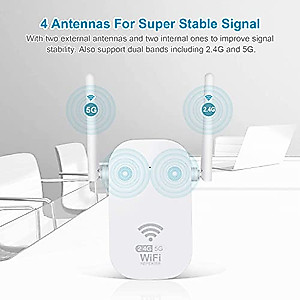 WiFi Extender, WiFi Extenders Signal Booster for Home WiFi Booster WiFi Repeater WiFi Range Extender Signal Booster up to 8000sq.ft, Wireless Internet Repeater 1200Mbps, Dual Band 2.4GHz/5GHz (1)