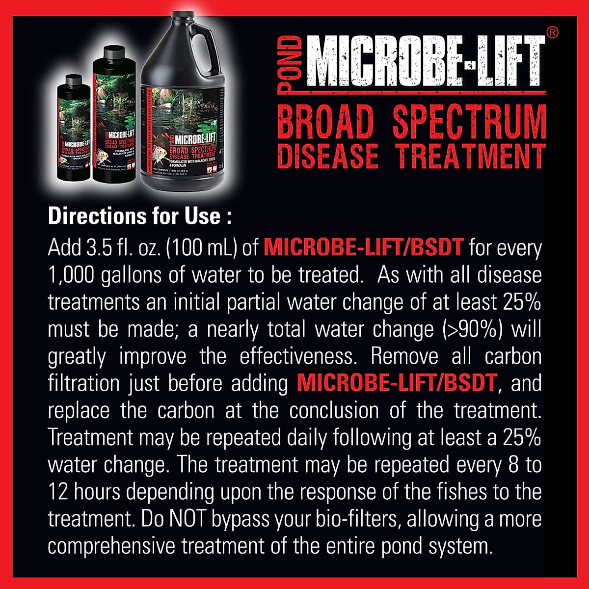 MICROBE-LIFT BSDTGAL Broad Spectrum Disease Treatment for Ponds and Outdoor Water Garden, For Live Koi Fish, Goldfish, Plants, and Decor, 1 Gallon