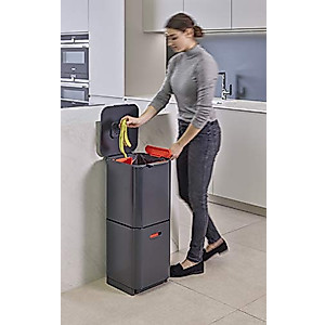 Joseph Joseph Intelligent Totem Compact Waste Separation & Recycling Unit-Graphite, 40 Liter/10.6 Gallon