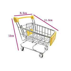 2 Pcs Mini Shopping Cart Supermarket Handcart Shopping Utility Cart Mode Storage Toy, Yellow and Pink