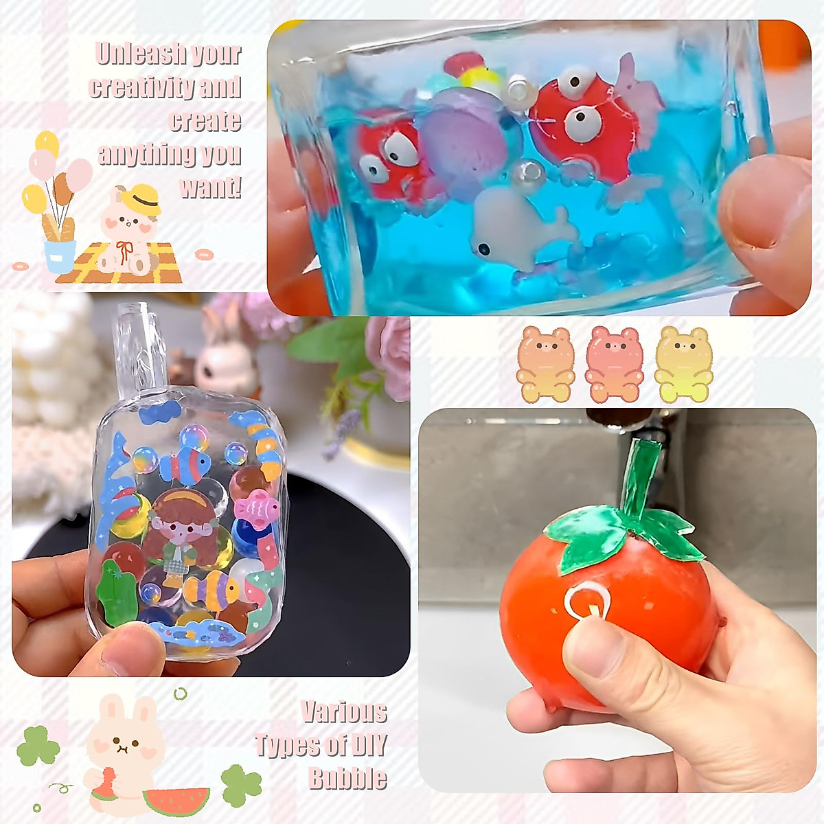 POUYRBA Multicolored Nano Tape Bubble Kit, 43pcs 9.84FT Nano Tape Bubble Kit for Kids Double Sided Tape Plastic Bubble Super Elastic Bubbles DIY Craft Kit for Party Favors