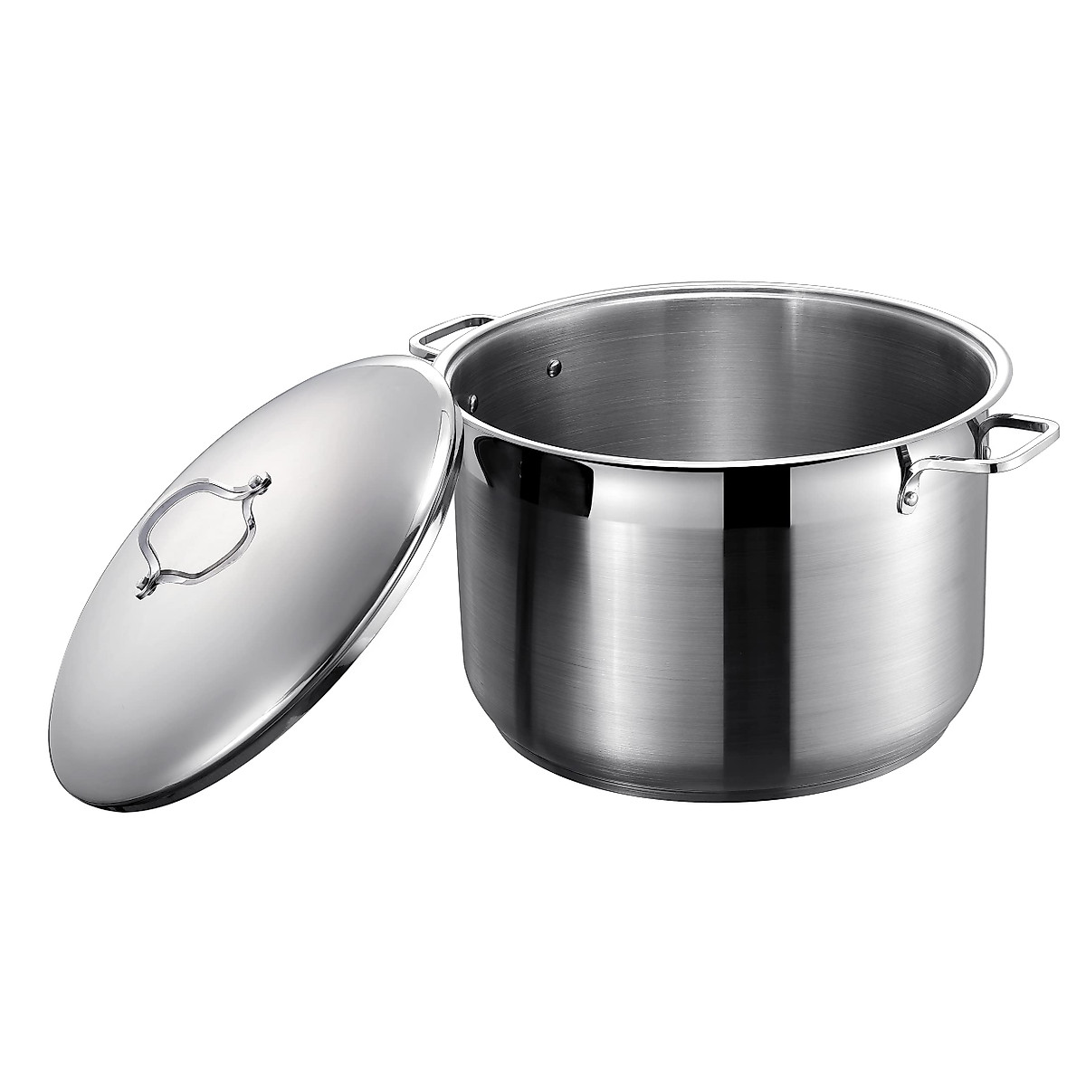 31.1Qt Commercial Grade Large Stock Pot Stainless Steel Stockpot Stew Pot with Lid, Heavy-Duty Encapsulated Bottom Stockpot with Stay Cool Handle, Induction Base Safe