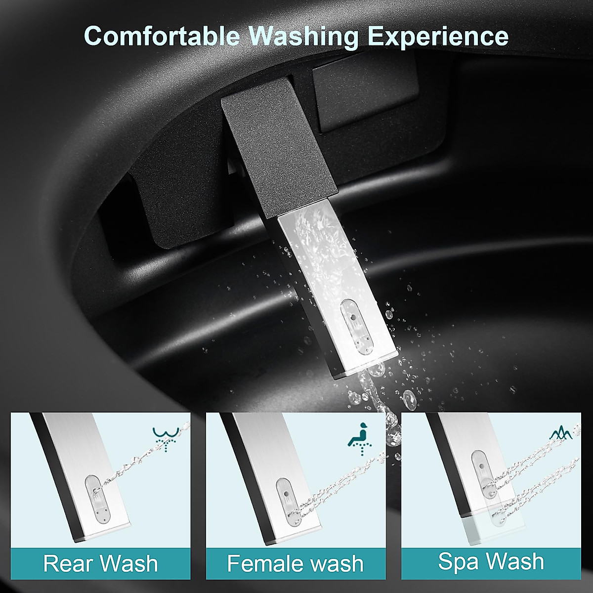 GIVINGTREE Black Smart Toilet with Auto Open Lid and Auto Flush, Modern Smart Tankless Instant Heating Toilet with Bidet Built in, Wireless RemoteControl and Smart Knob.