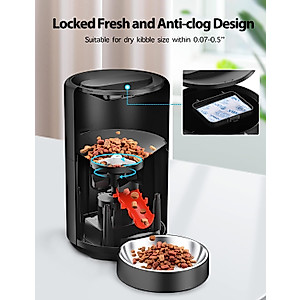 Tetsbo Automatic Cat Food Dispenser, Automatic Cat Feeders with Freshness Preservation, Timed Cat Feeder for Dry Food,Up to 6 Meals Per Day,Timed Pet Feeder for Cats/Dogs