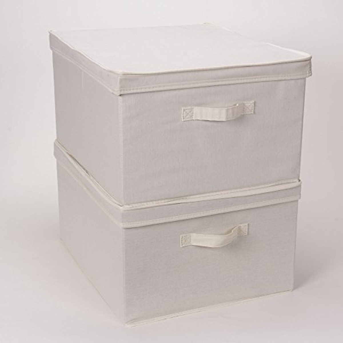 Household Essentials 115 Storage Box with Lid and Handle | Natural Beige Canvas | Jumbo