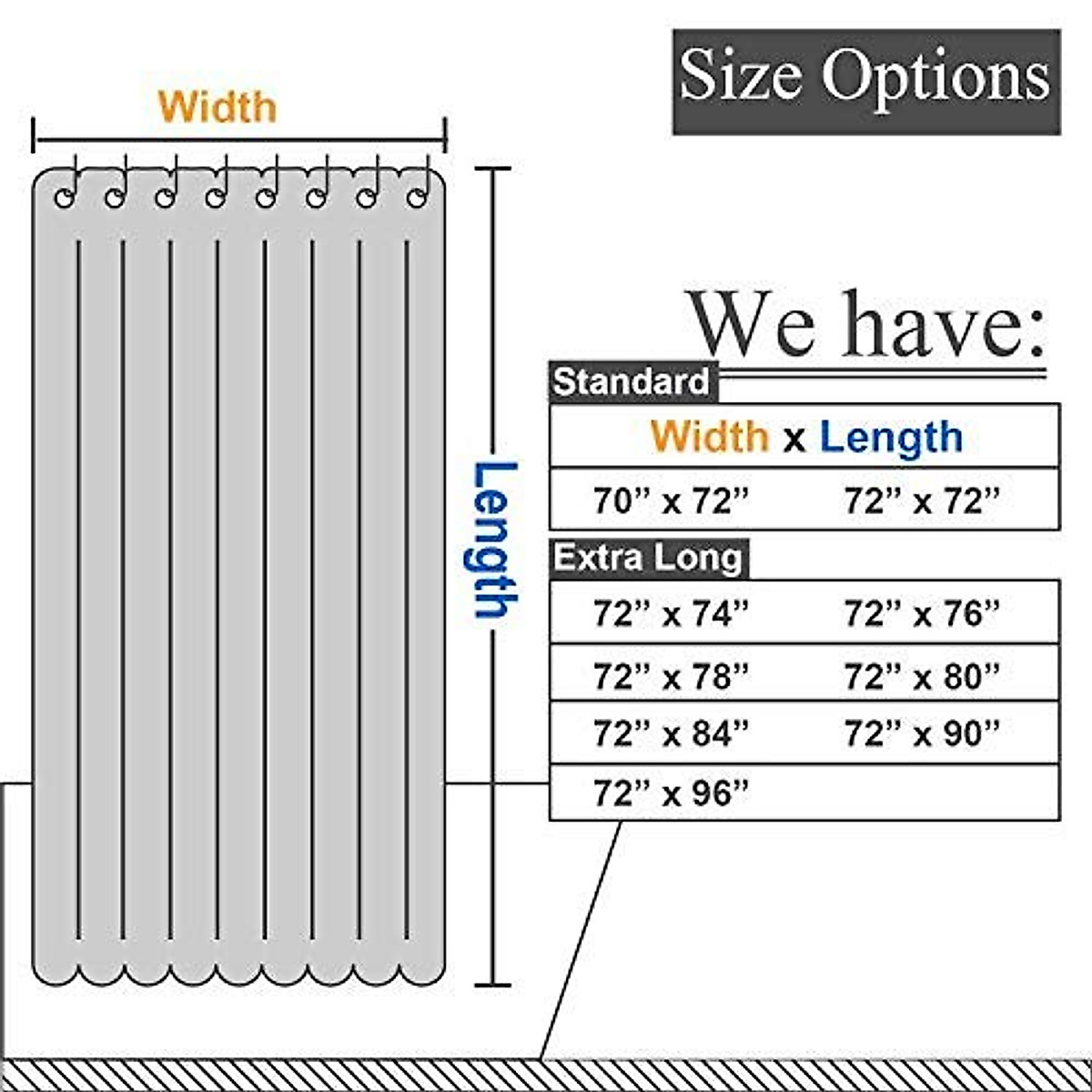 N&Y HOME Ultimate Waterproof Fabric Shower Curtain or Liner, Machine Washable, Breathable Fabric TPU Lining Bath Tub Shower Liner, White, 72x72 inch