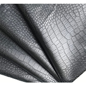 Vinyl Leather Fabric Crocodile Pattern Marine Waterproof Material 36" L×54" W Marine Vinyl Synthetic Leather Sheets 0.5mm Thick for Upholstery Crafts, Automotive/Boat, Cushion, DIY Sewing - Black