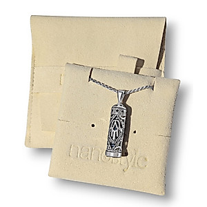 NanoStyle Mezuzah Necklace Bar Mitzvah Gifts 925 Sterling Silver Hamsa Hand Pendant Shema Israel Scroll Jewish Gifts from Israel for Men or Women, 20" Thick Silver Chain