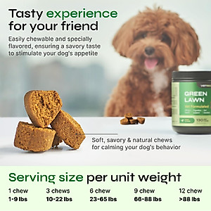 Vetrica Green Lawn Support Chewables for Dogs - Dog Digestive Support & Gut Function - Canine Soft Treats for All Breeds & Ages - Green Lawn Maintenance Dog Supplement