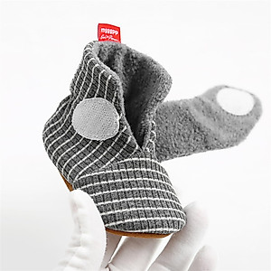 GDSDYM Baby Booties Warm Slippers Soft Cotton Fleece Newborn Crib Sock Shoes Infant Toddler Winter Cozy Footwear B01 Dark Grey