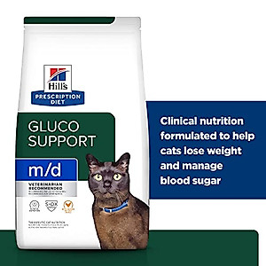 Hill's Prescription Diet m/d GlucoSupport Chicken Flavor Dry Cat Food, Veterinary Diet, 4 lb. Bag