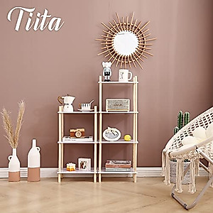 Tiita Corner Standing Shelf Bookshelf Unit - White Small Bookcase Multipurpose Rack Shelving Plant Stand Storageor Living Room Home Office