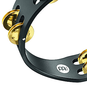 Meinl Percussion Compact Wood Tambourine with Solid Brass Jingles, Double Row — NOT MADE in CHINA — for All Musicians, 2-YEAR WARRANTY (CTA2B-BK)