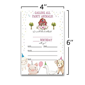FujLoy Farm Animals Birthday Invitation, Farm Animals Party invite, Farm Birthday,Farm Birthday Party Supplies.（067）