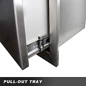 EBUY Outdoor Kitchen Trash Drawer 13.6Wx26H Inch with Pull-Out Tray and Handle Stainless Steel BBQ Trash Drawer with Sliding Rails for Outdoor Kitchen BBQ Island