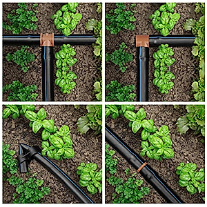 Arfun 28P Drip Irrigation Fittings Kit (17mm) for 1/2" Tubing (.600" ID), 10 Couplings, 6 Tees, 6 Elbows and 6 Tubing End Closure - Barded Connectors for Drip or Sprinkler Systems(28 Pieces Set)