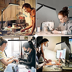 Desk Lamp,Desk Lamps for Home Office,Modern Architect Lamp with Clamp,Eye-Caring Dimmable Arm Table Lamp with Memory and Timing Function for Monitor Studio Reading,5 Color Modes & 5 Brightness Levels