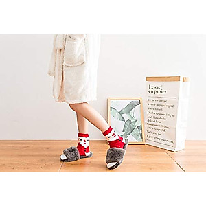 MarJunSep 24 Pairs Christmas Fuzzy Cozy Socks for Women Teen Girls Plush Fluffy Slipper Holiday Sleeping Santa Socks Gifts