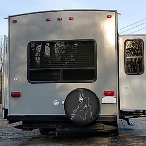 Foruidea Black 3D Wolf Spare Tire Cover Dust-Proof Wheel Tire Cover Fit Trailer, RV, SUV and Many Vehicle 16 Inch