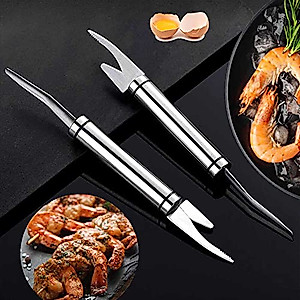 Shrimp Deveiner Tool and Shrimp Peeler, 5 in 1 Multifunctional Shrimp Line Knife (With Cleaning Cloth)