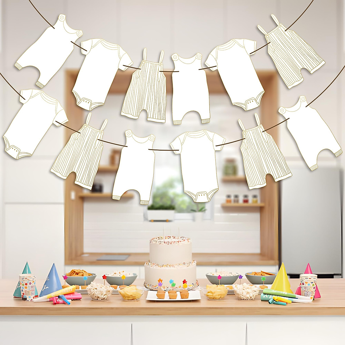 Neutral Gold Baby Shower Bunting for Baby Shower Decorations 12Pcs Baby Shower Banner for Neutral New Baby Party, Girl Boy Baby Shower Decor