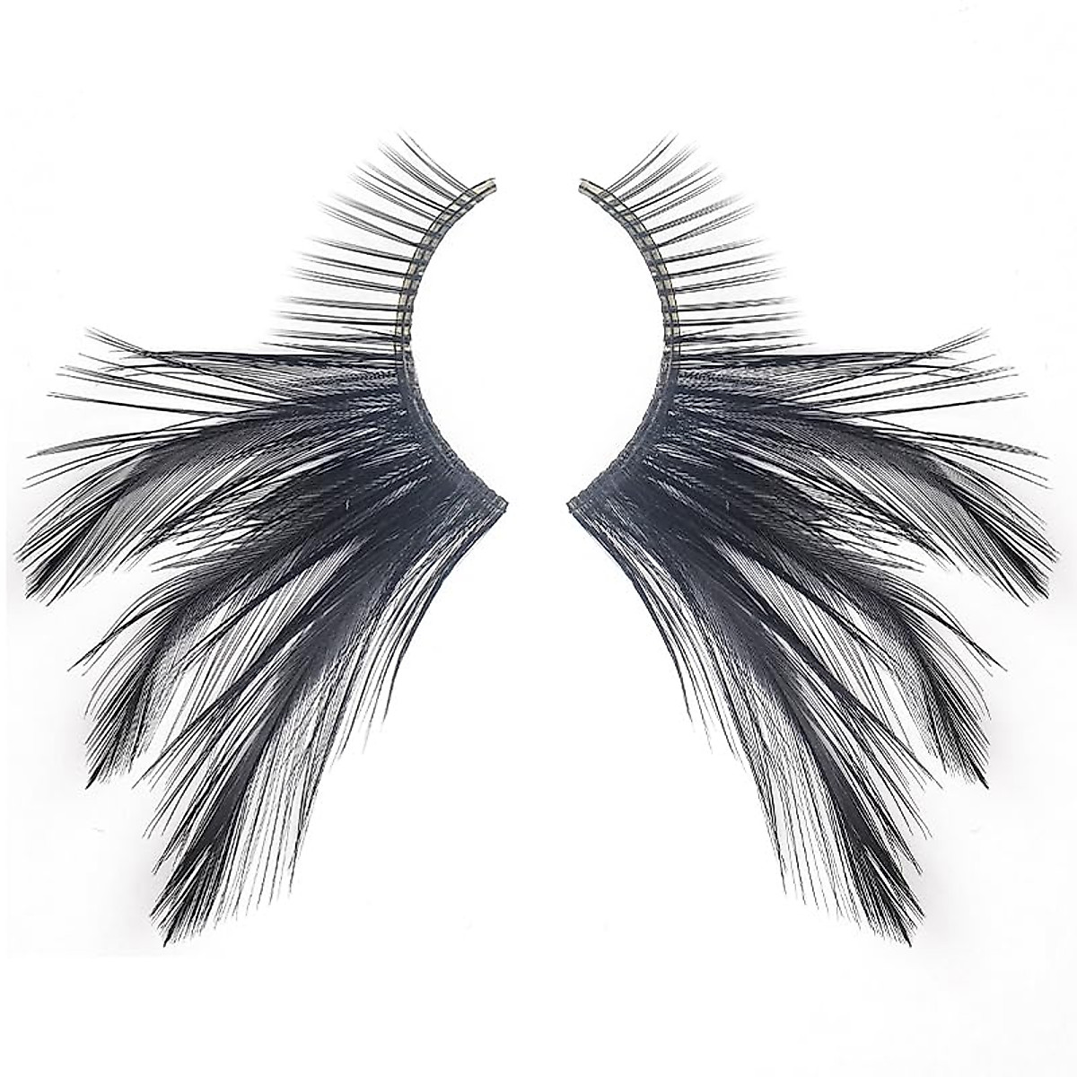 Dorisue halloween Feather Eyelashes witch makeup Cat eyes Black tail Lashes extension wedding Show Halloween Cosplay Wedding false lashes drama theatre model Hand-made Luxury Fashion Fake Lashes