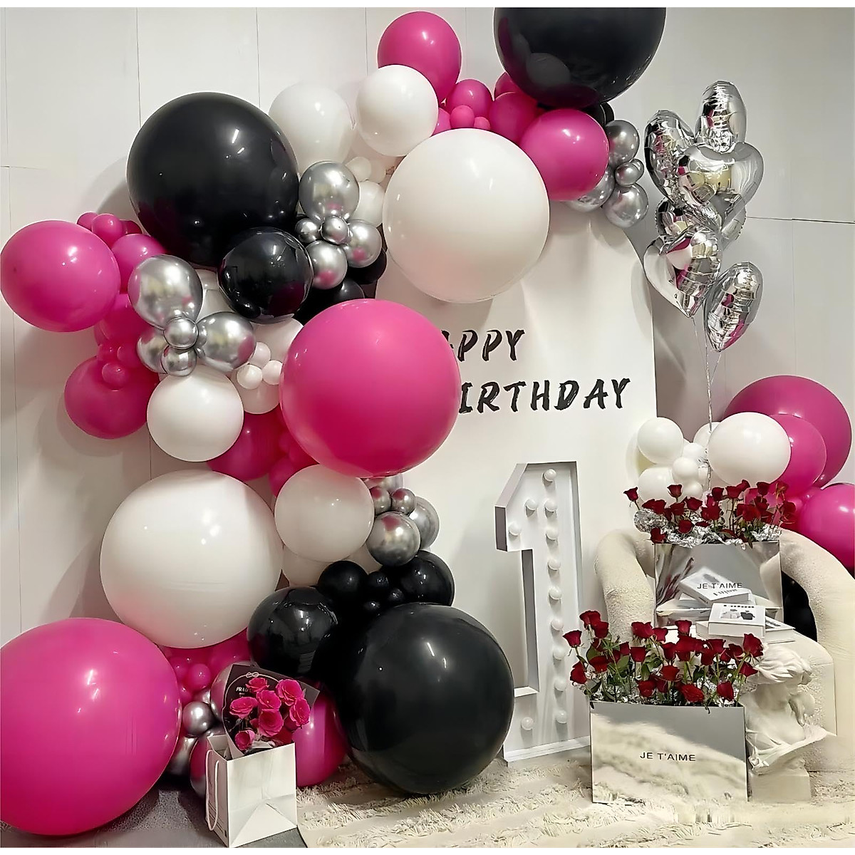 100pcs Hot Pink Balloons,12inch Hot Pink Latex Party Balloons Helium Quality for Like Bridal Shower,Gender Reveal, Birthday Party, Baby Shower,Wedding Party Decoration (with Pink Ribbon)…