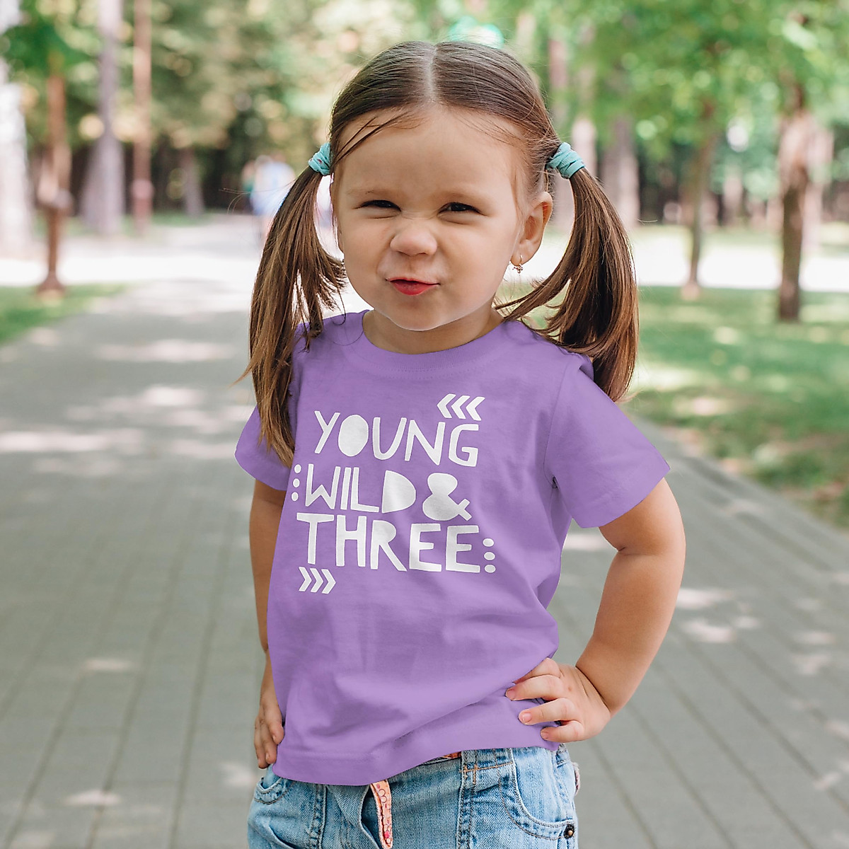Young Wild and Three Girls 3rd Birthday Shirt for Toddler Girls Third Birthday Outfit Purple Shirt 3T
