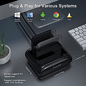 WAVLINK Dual Bay External Hard Drive Docking Station,USB 3.0 to SATA I/II/III for 2.5 or 3.5in HDD/SSD with Offline Clone Function, Supports UASP SATA 5Gbps[ 2x16TB Support]