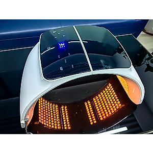 Holsn LED Face Mask Light Therapy - 7 Color Photon LED Light Therapy for Face Body Neck, Professional Red Light Therapy Mask Facial Light Therapy Device Home Solon Spa, Time Preset & Cycle Mode