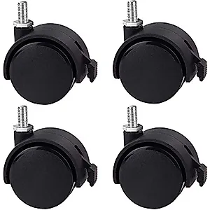 MONOMI 4 Pack 1.5 Inch Nylon Plastic Replacement Caster Swivel Furniture Wheels Floor Protecting Office Chair Swivel Caster Threaded Stem with Brake Black