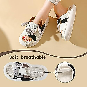 Koazilki Cow Slippers for Women Men Fuzzy Cute Cartoon House Shoes Warm Cozy Animal Fluffy Kawaie Indoor Outdoor Fun Slides US7.5-8.5